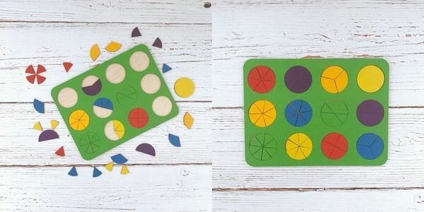 WoodLandToys Дроби (30*24см, 12 кругов, уровень 1, рамка-вкладыш, в ассорт, дерево, от 3 лет) 061301, (ООО "сибирский сувенир")