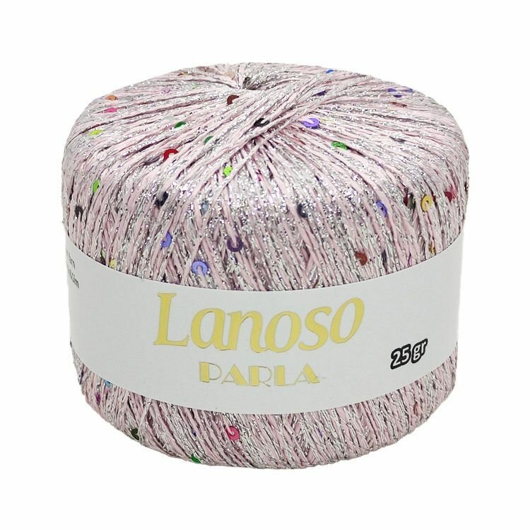 Пряжа Parla Lanoso, св. розовый с цвет. пайетками - 3100, 75% люрекс, 25% пайетки, 6 мотков, 25 г, 210 м.
