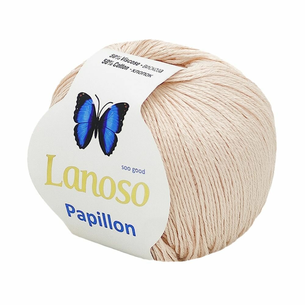 Пряжа Papillon Lanoso, персик - 937, 50% хлопок, 50% вискоза, 6 мотков, 50 г, 210 м.