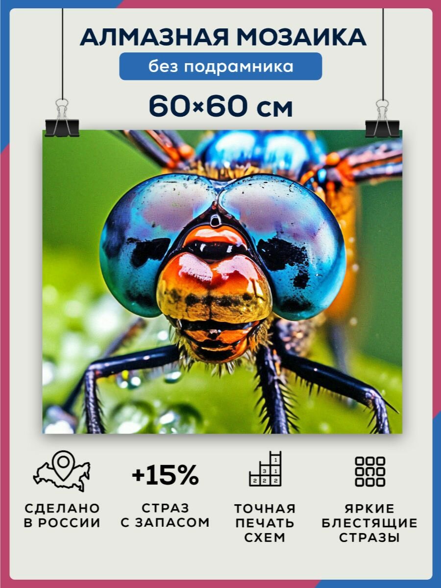 Алмазная мозаика 60x60 Стрекоза без подрамника