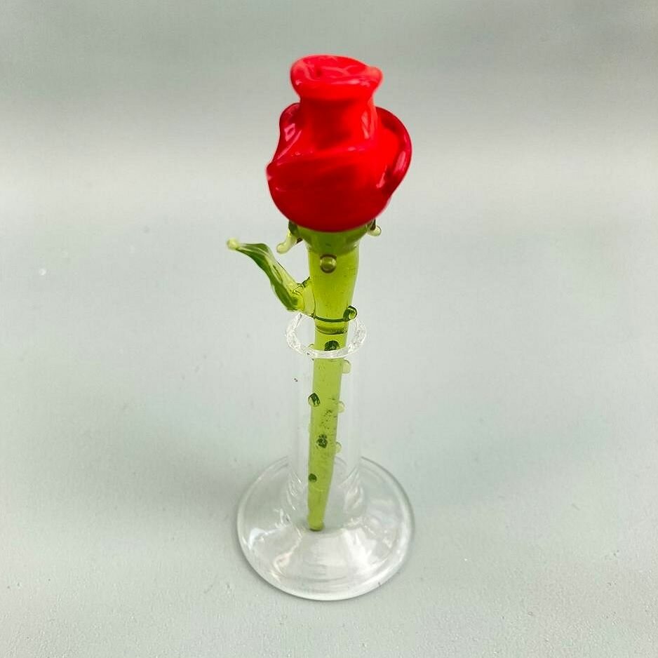 Фигурка из стекла Роза в стеклянной вазе 7.5х2.7 см