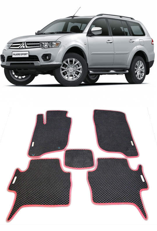 Ева коврики Mitsubishi Pajero Sport II (Montero Sport II) 2008 - 2015/ Ева ЭВА сота/ цвет Серый c серой окантовкой / EVA Smart / коврики в салон автомобиля Митсубиши