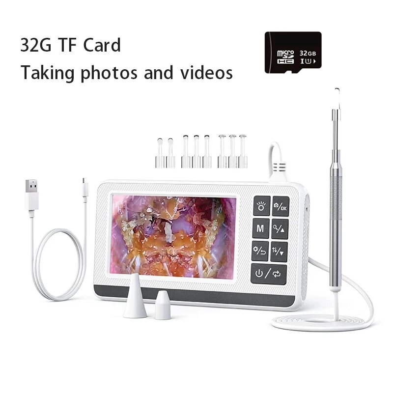Ушной отоскоп с 6 светодиодами, 3,9 мм, ультратонкая умная ушная камера с Take photo and video