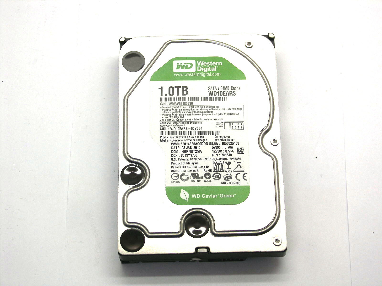 Жесткий диск 3,5" 1TB WD WD10EARS SATA
