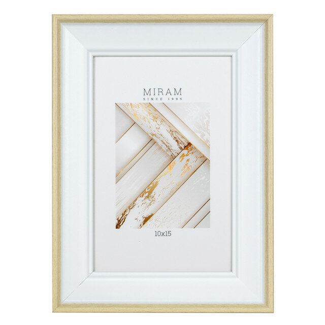Фоторамка мирам 100х150мм бежево-белая пластик