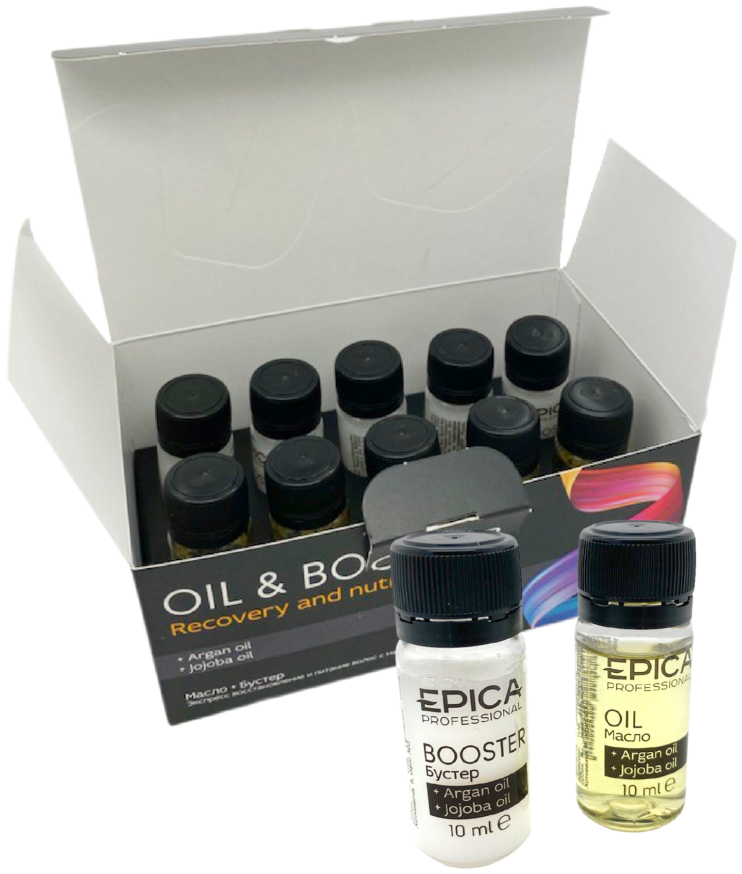 EPICA Professional Recovery and nutrition Масло + бустер для экспресс восстановления и питания волос с маслами арганы и жожоба,10х10 мл. (флаконы)