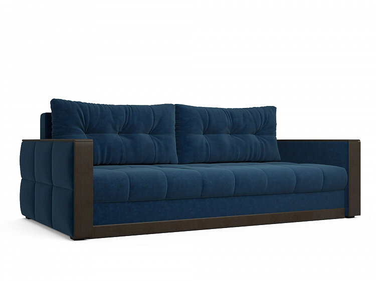 Прямой диван Бостон синий, еврокнижка, 230х100х86 см, с ящиком для белья