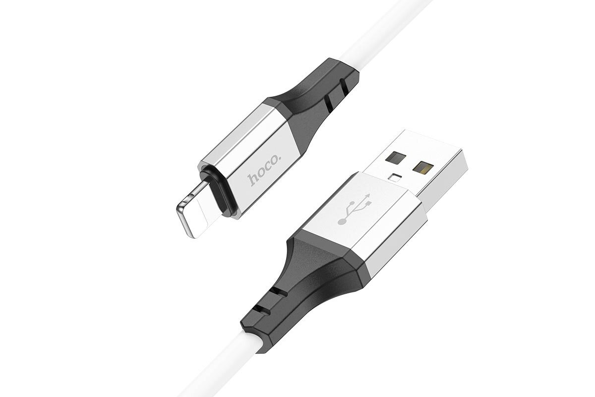 Кабель USB Hoco X86 Spear, Lightning для Apple, 2.4A, 1м, белый