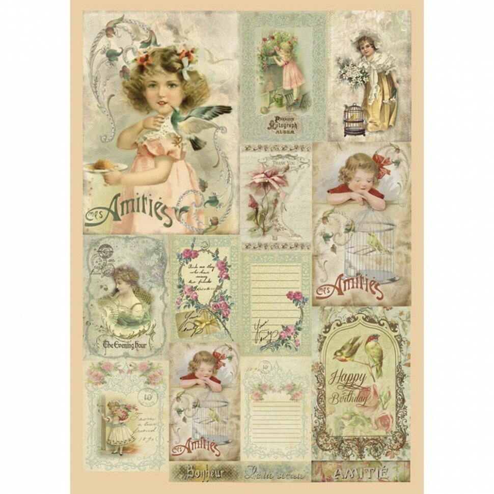 #DFSA4002 Бумага рисовая "Amitie" 21 x 29.7 см Stamperia