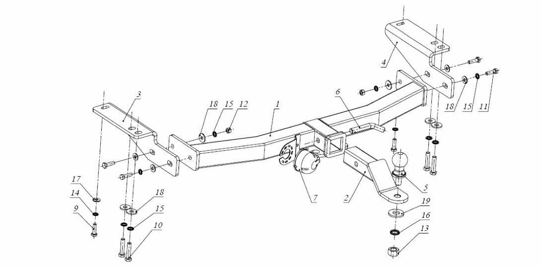 Фаркоп с элект. Smart, на Land Cruiser Prado 120, 150 FA 0602-E (с 2009 г. в.) (паспорт и сертификат в комплекте) Бизон