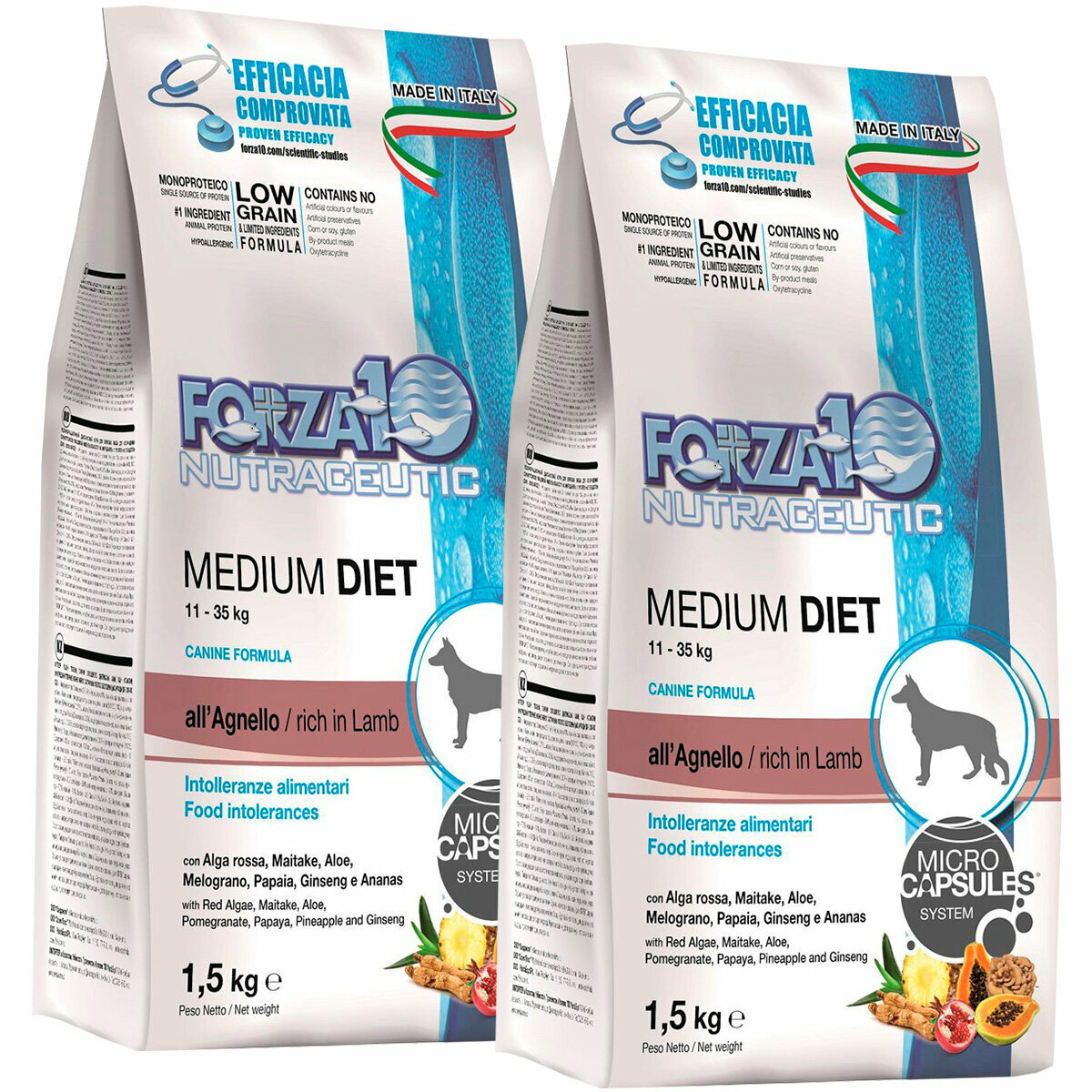 FORZA10 DOG MEDIUM MONODIET LOW GRAIN монобелковый для взрослых собак средних пород при аллергии с ягненком (1,5 + 1,5 кг)