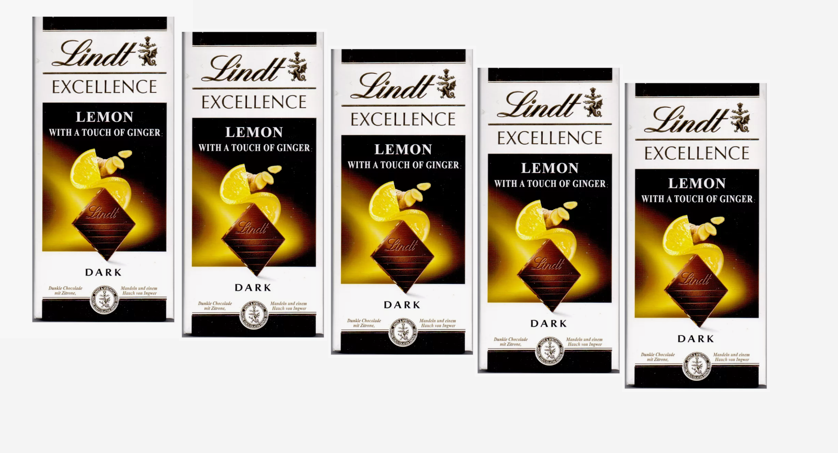 Шоколад Lindt с лимоном и имбирем, ( 5 шт по 100 гр.)