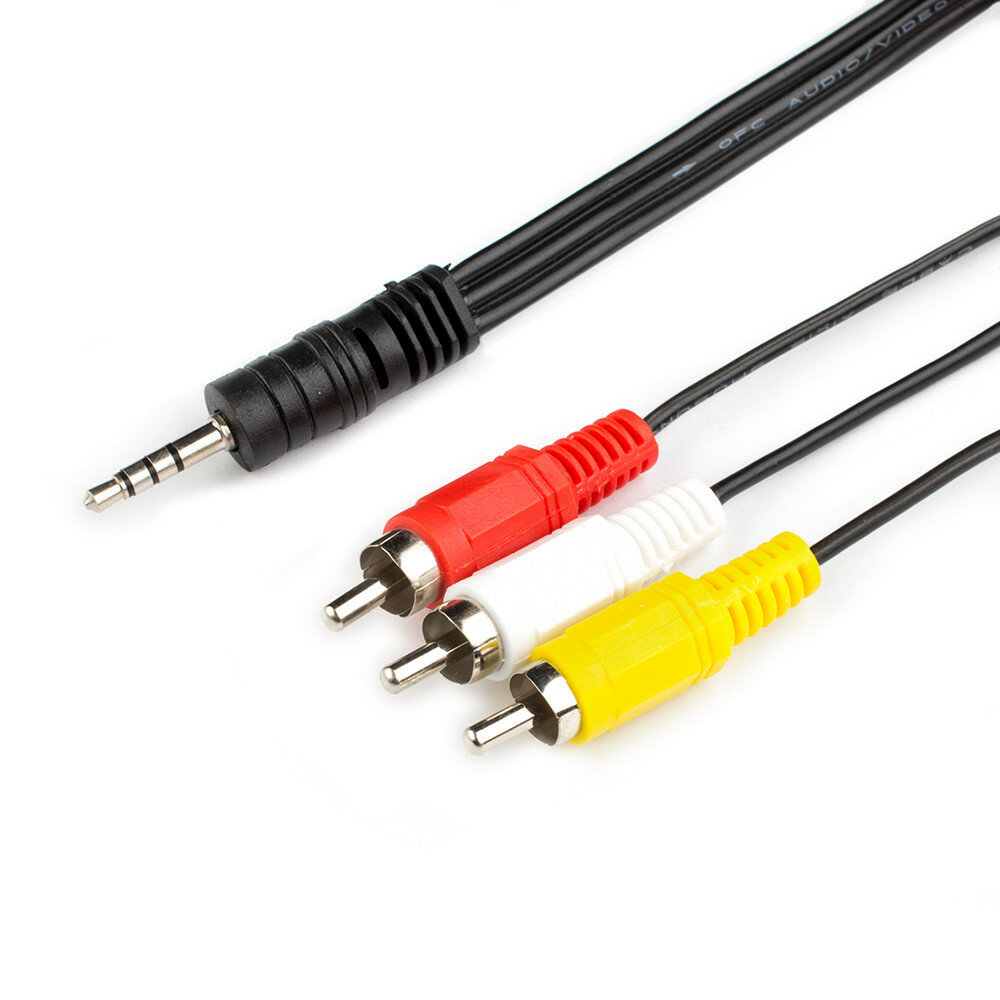 Кабель Jack 3.5mm m - 3xRCA m, GOLD, стерео-аудио
