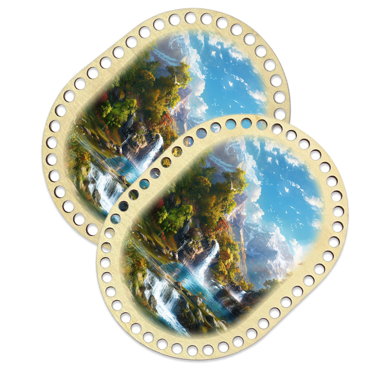 Донышки для вязания, заготовки для рукоделия, 19,8 х 14,8 см, прямоугольник с округлыми краями, водопад