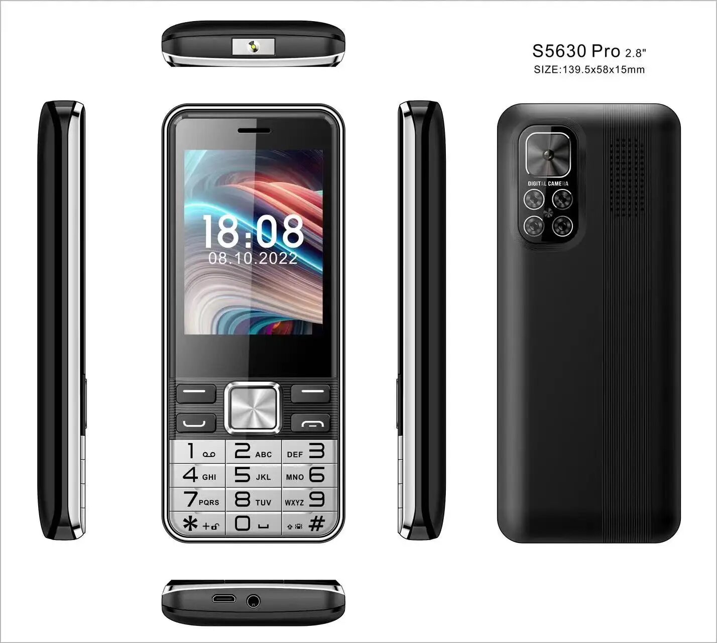 Черный кнопочный телефон S5630 Pro 2.8" 4 SIM