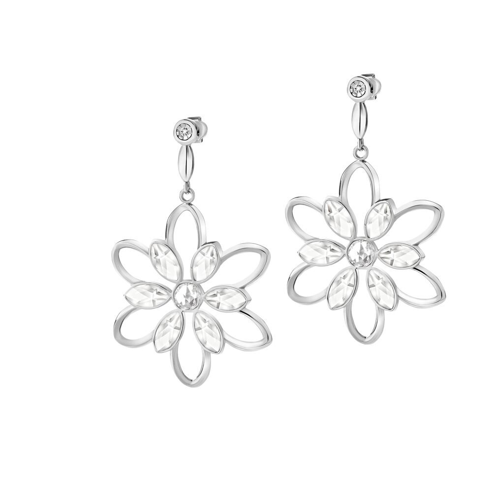 Серьги с подвесками, сталь, кристалл, бриллиант