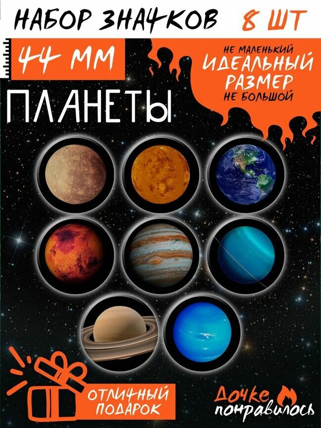 Значки на рюкзак Космос планеты набор