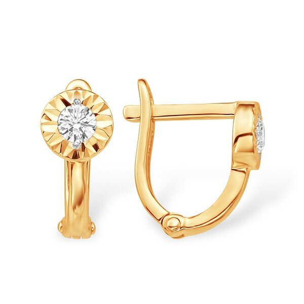 Серьги, красное золото, 585 проба, фианит