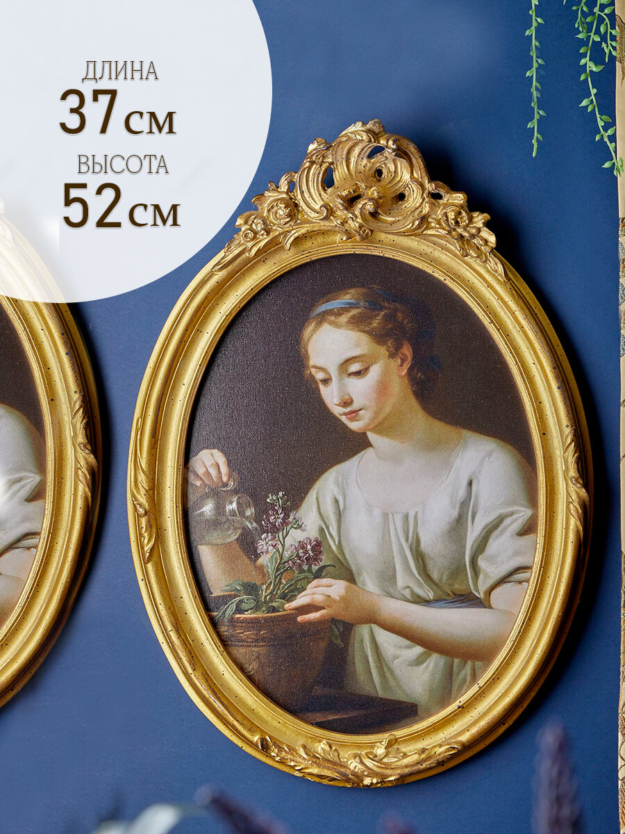 28-722 Картина настенная Девушка, под старину, масло 37х7х52см, Glasar