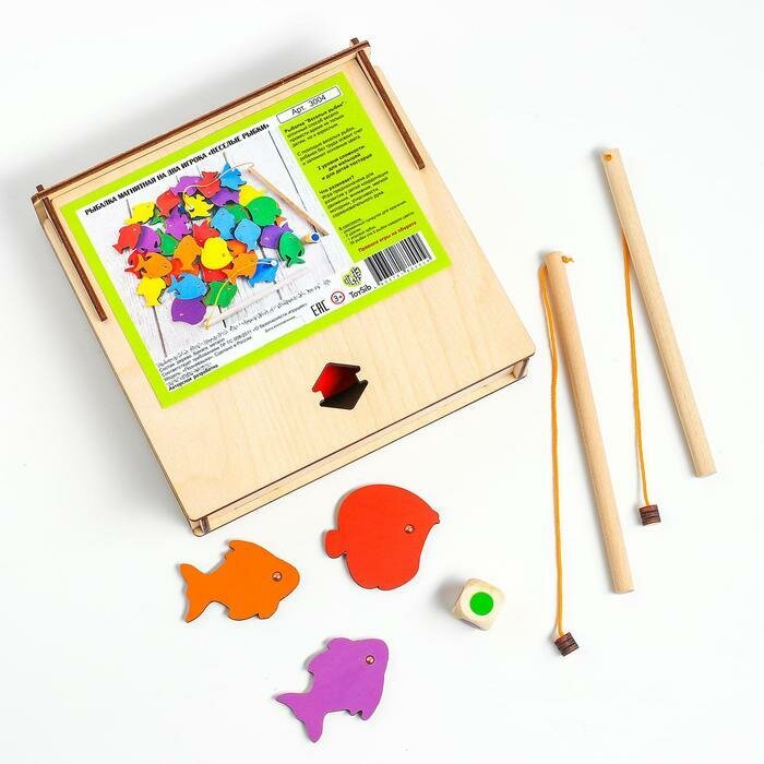 Магнитная рыбалка ЛазерПРО "Веселые рыбки", деревянная