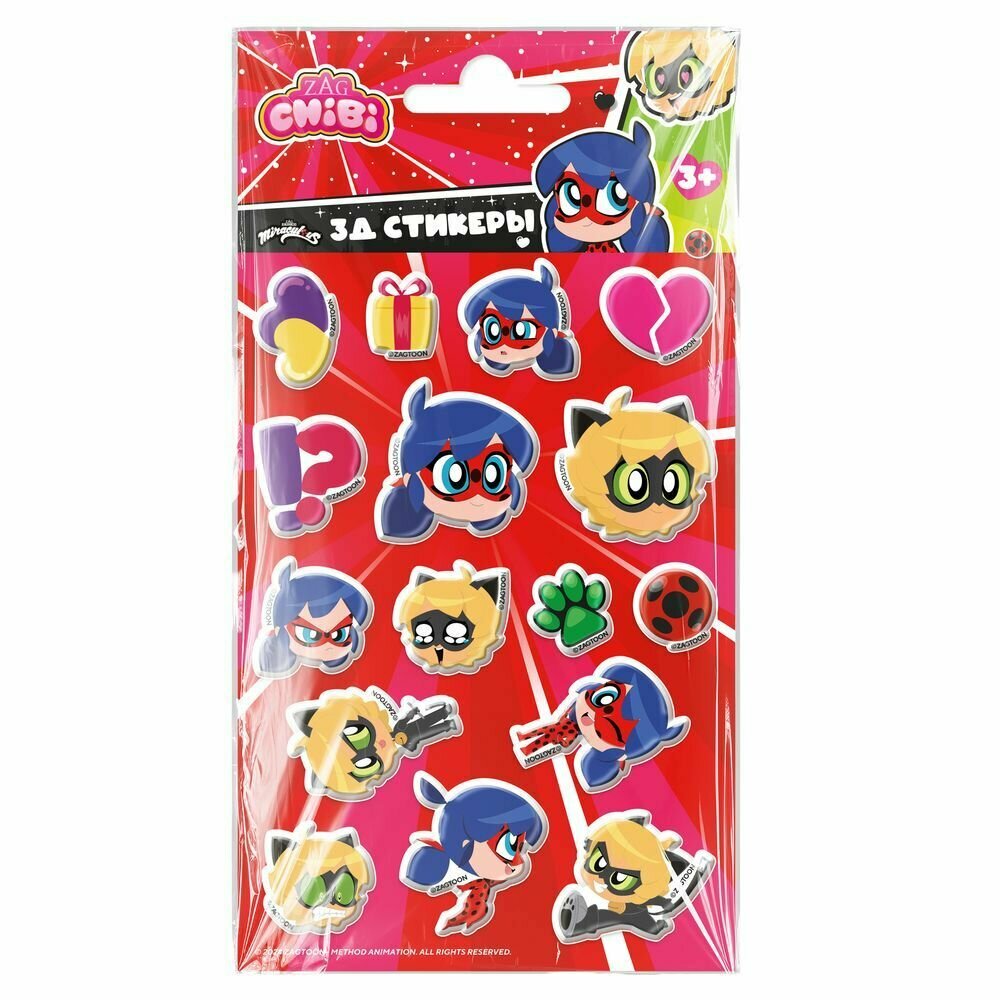 Стикеры ND Play 3D "Леди Баг и Супер-Кот" дизайн 1, многоразовые