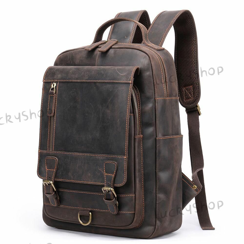 Рюкзак , мужской, натуральная кожа, эргономичные широкие лямки