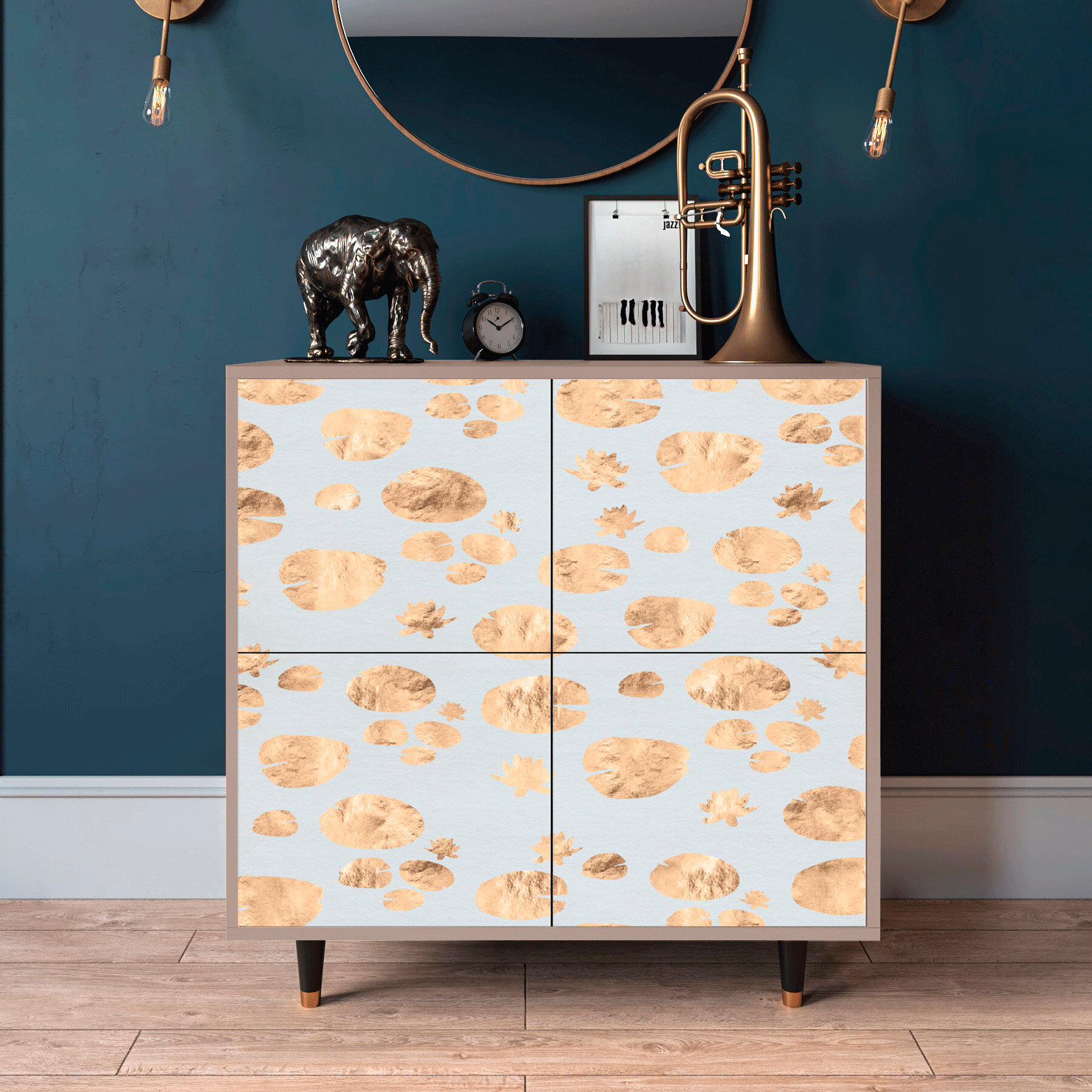 Комод - STORYZ - BS3 Blue Giraffe, Размер - 94 x 96 x 48 см, Цвет корпуса - Бежевый