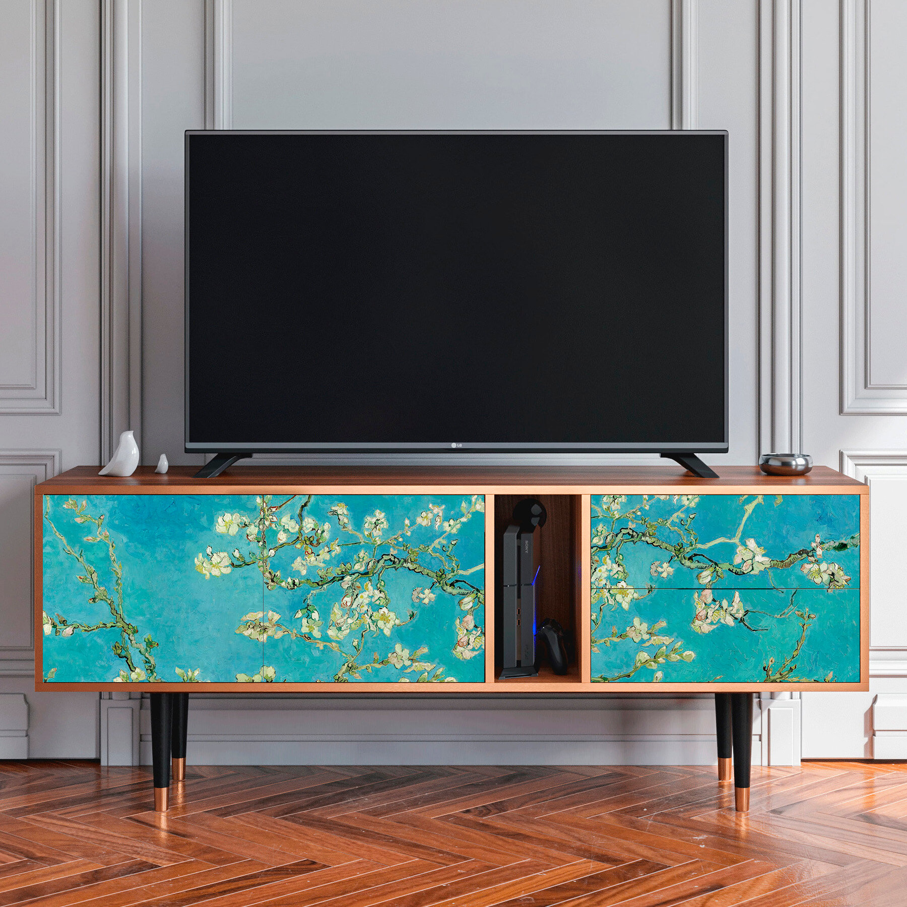 ТВ-Тумба - STORYZ - T1 Almond Blossom by Van Gogh, Размер - 170 x 69 x 48 см, Цвет корпуса - , Орех