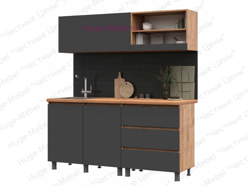 Готовая кухня "Хелен графит+крафт" 1.7 метра Huge Mebel . Ширина 1700. Готовые кухни