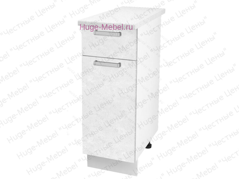 Нижний кухонный шкаф с ящиком 300 Бетон (бетон белый) Huge Mebel . Ширина 300 Высота 840. Кухонные шкафы