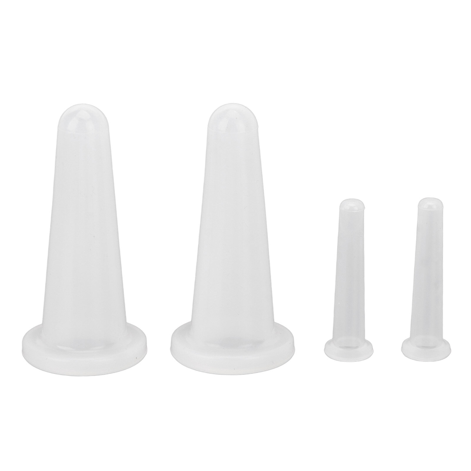 Набор из 4 силиконовых банок для вакуумного массажа лица с вакуумным отсосом, белый цвет