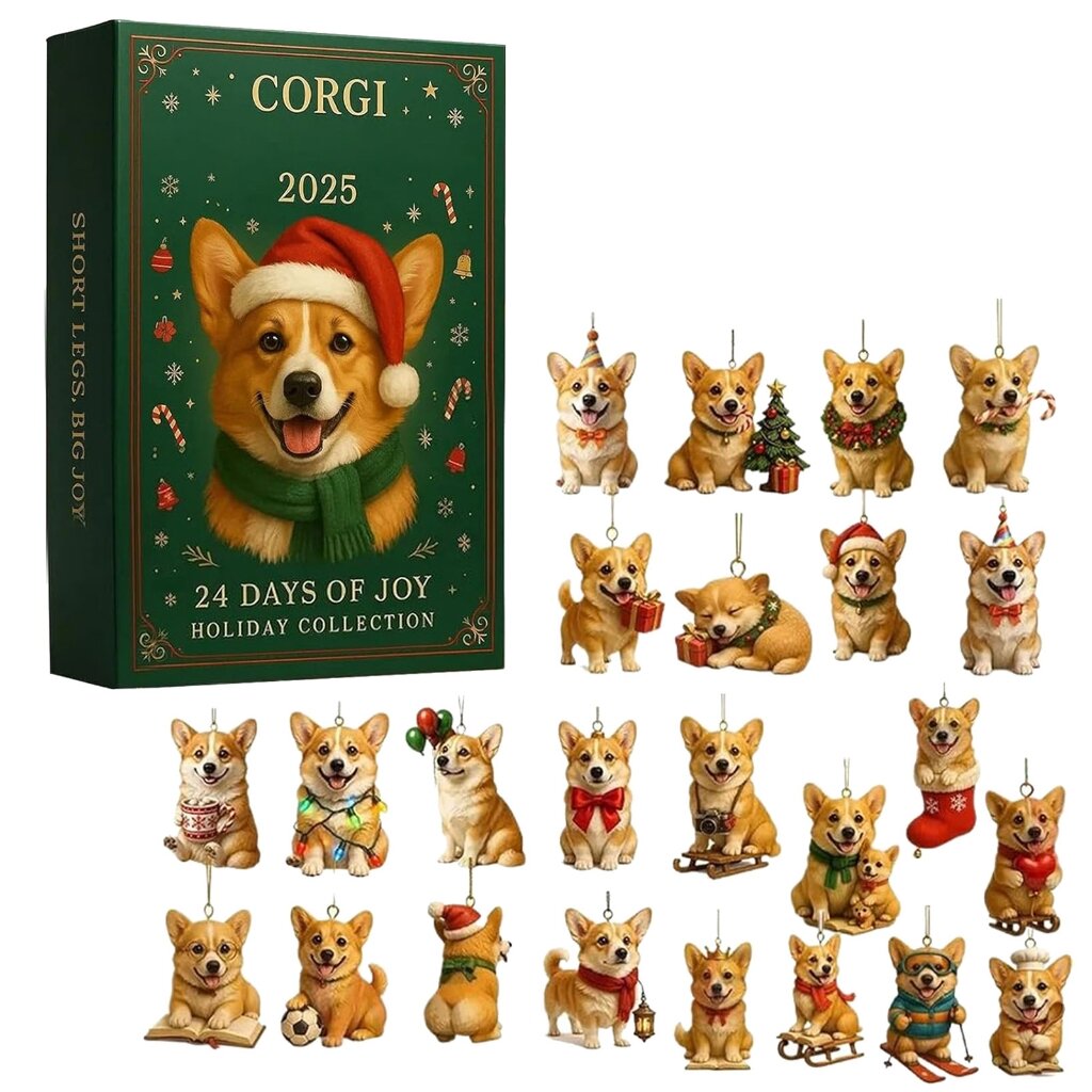 Адвент-Календарь на 24 Дня Адвент-Календарь Включает В себя 24 Акриловых Украшения в виде Собак