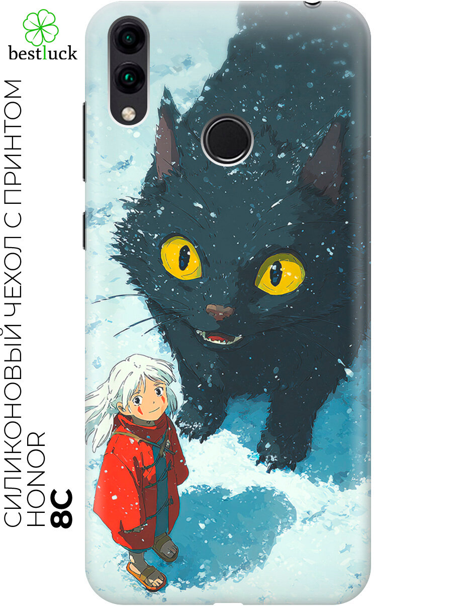 Силиконовый чехол на Honor 8C с принтом "Аниме‑зимняя сказка"