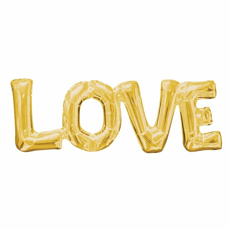 Воздушный шар Anagram фигурный, S55 Love золото, фольгированный