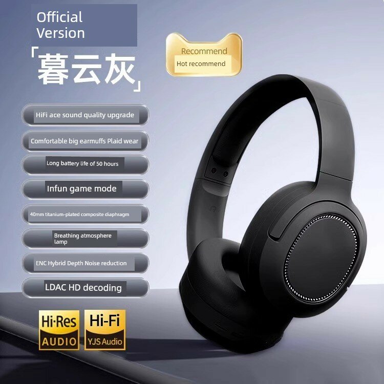Беспроводные Bluetooth наушники с 50-часовой батареей, HiFi без потерь, ENC шумоподавление - Туманный серый