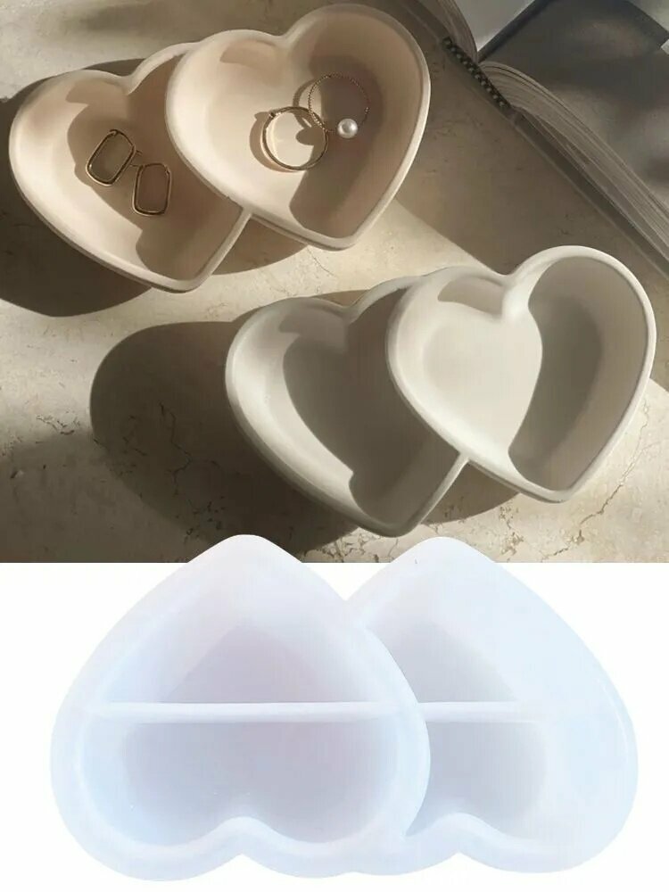 Гибкая силиконовая форма "Сердце" 14,7 см для литья из бетона, смолы, гипса, керамики многоразовая