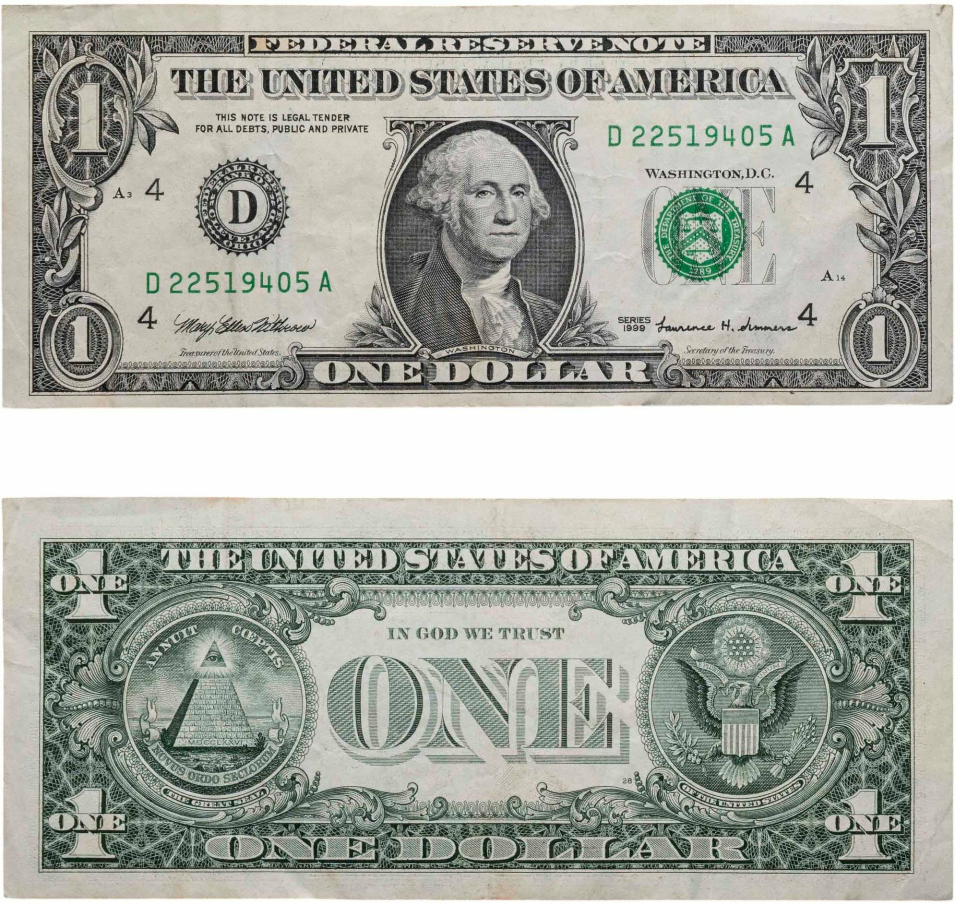 США 1 доллар 1999 год Pick 504 D - Кливленд