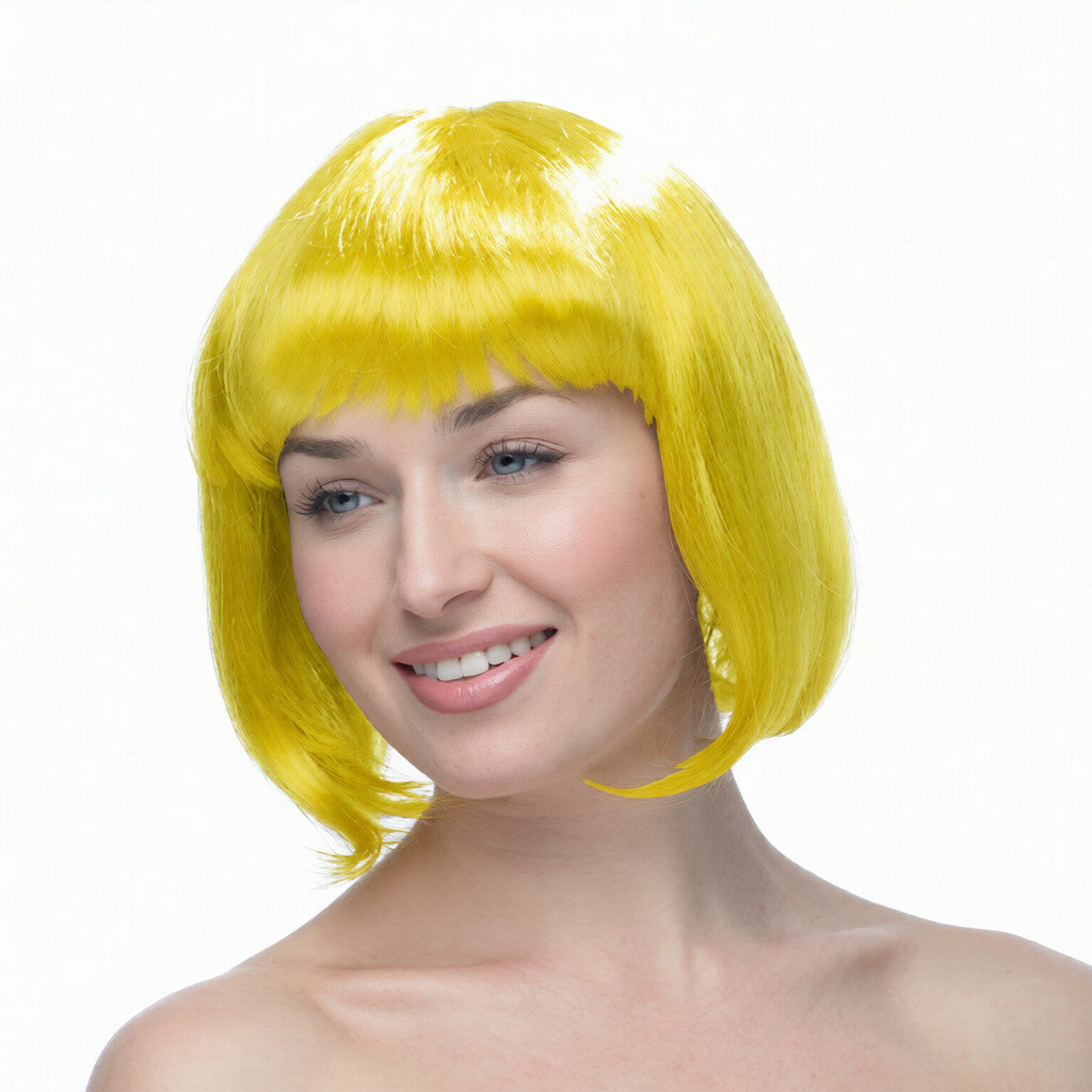 Парик "Каре", с челкой, синтетические волосы, женский, универсальный размер, желтый