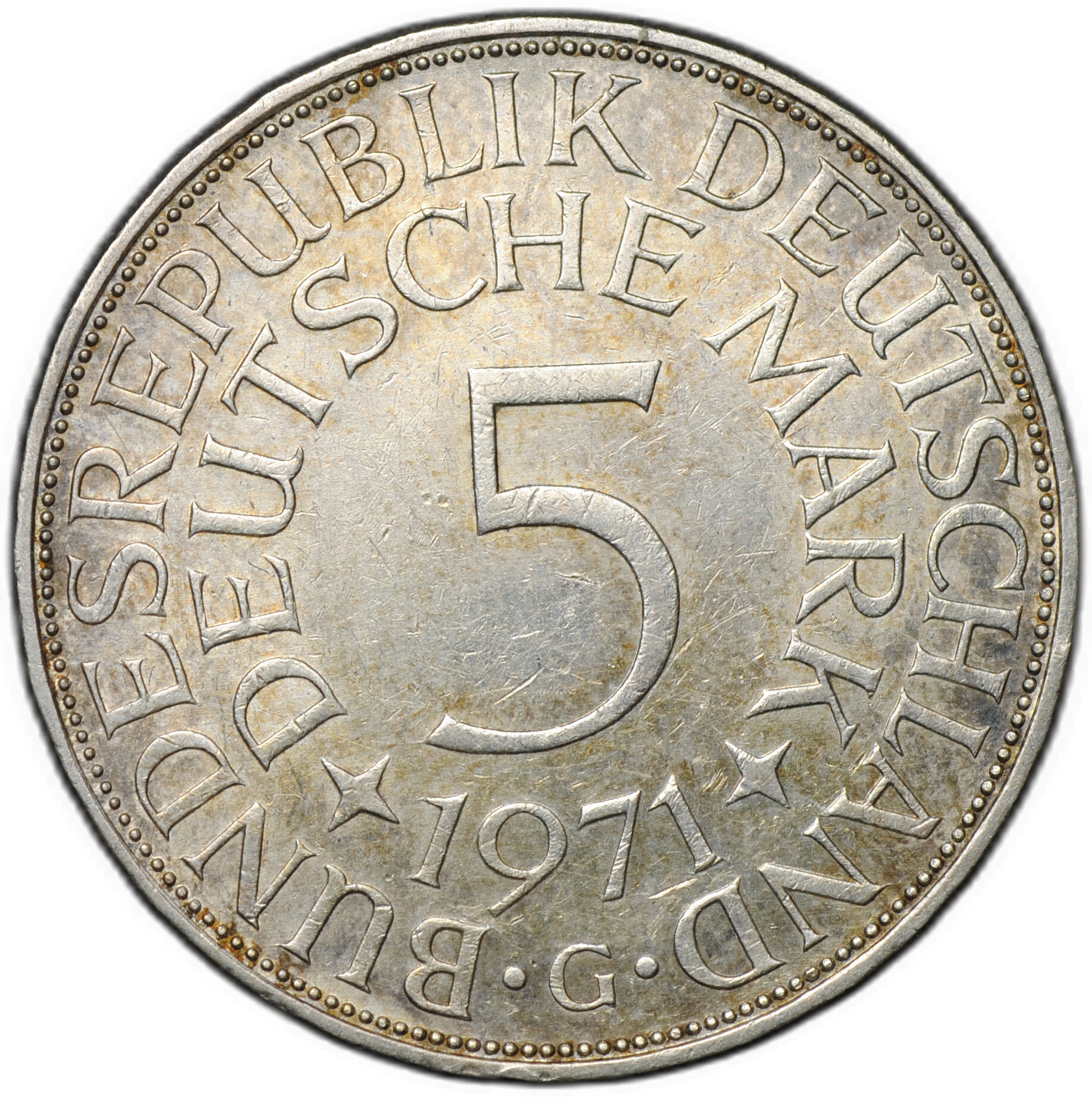 Монета 5 марок 1971 G Германия ФРГ