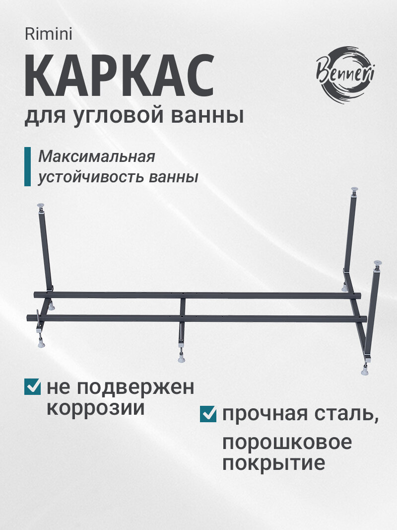 Каркас для ванны Benneri Rimini 170х110х62 см BE. Ri170. UK, серый