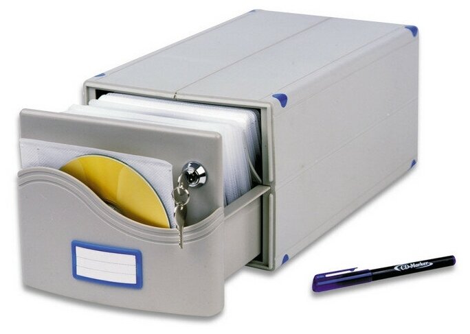 Бокс для CD/DVD дисков на 200 шт, замок, 100 конверт, ProfiOffice, MB-200SL 57500