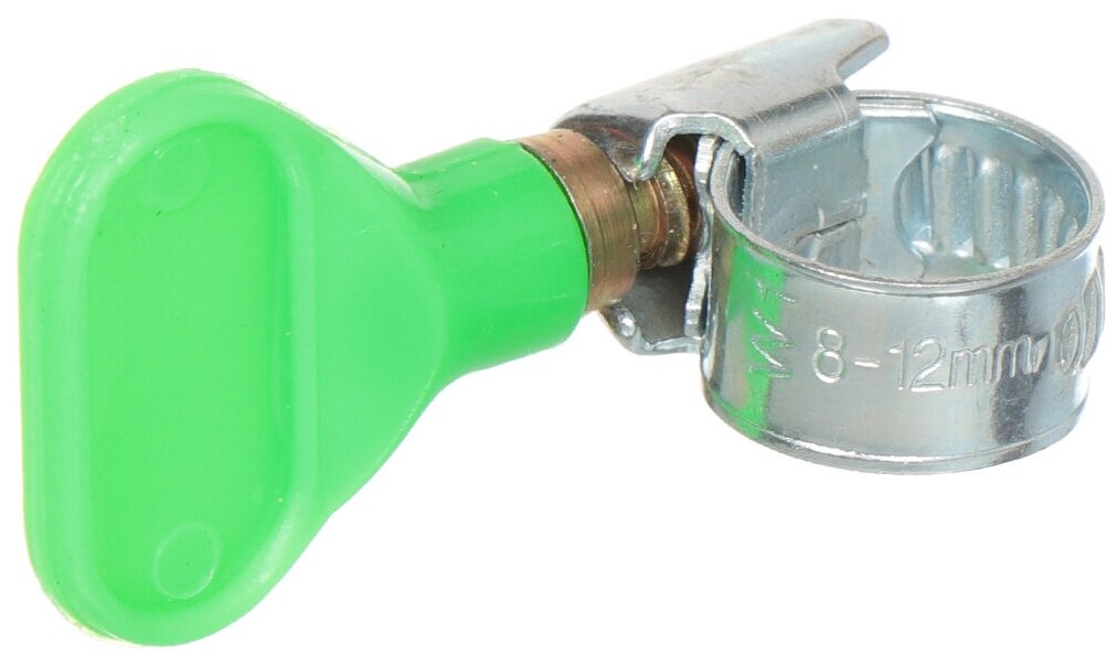 Хомут обжимной червячный с барашком 8-12 мм W1, металлический, Китай, 1 шт