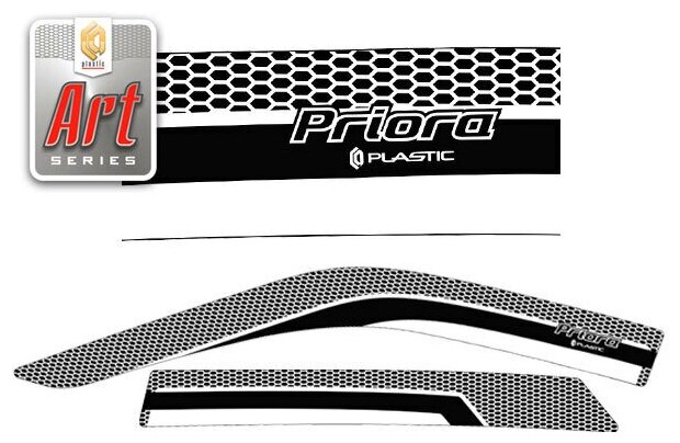 Ветровики дверей Серия "Art" черная ВАЗ Lada Priora Год выпуска 2007