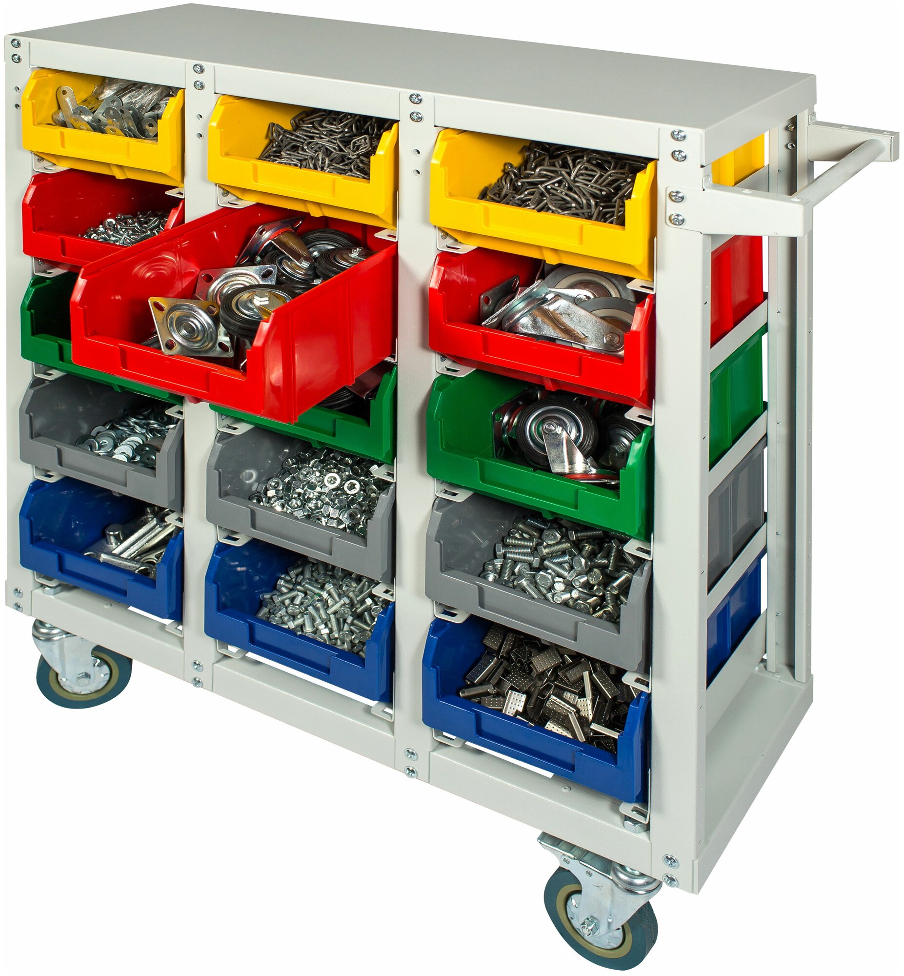 Стеллаж с направляющими мобильный, односторонний, Стелла-техник V3-15-125-И 15 ячеек, грузоподъемность 350кг