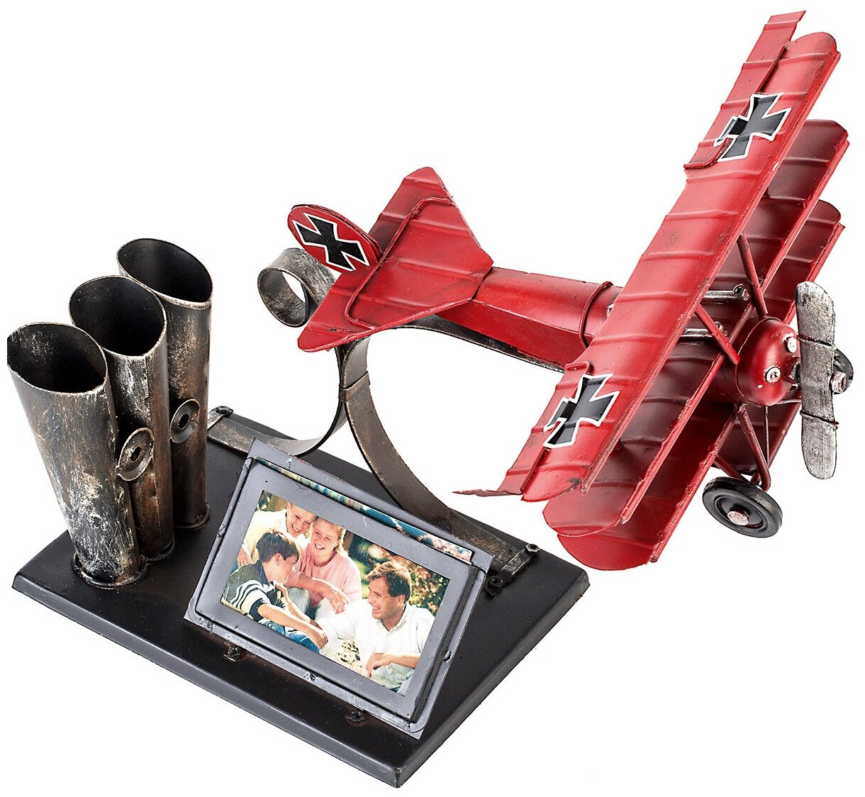 Фоторамка винтажная Самолёт красный с подставкой для ручек 1404E-4467