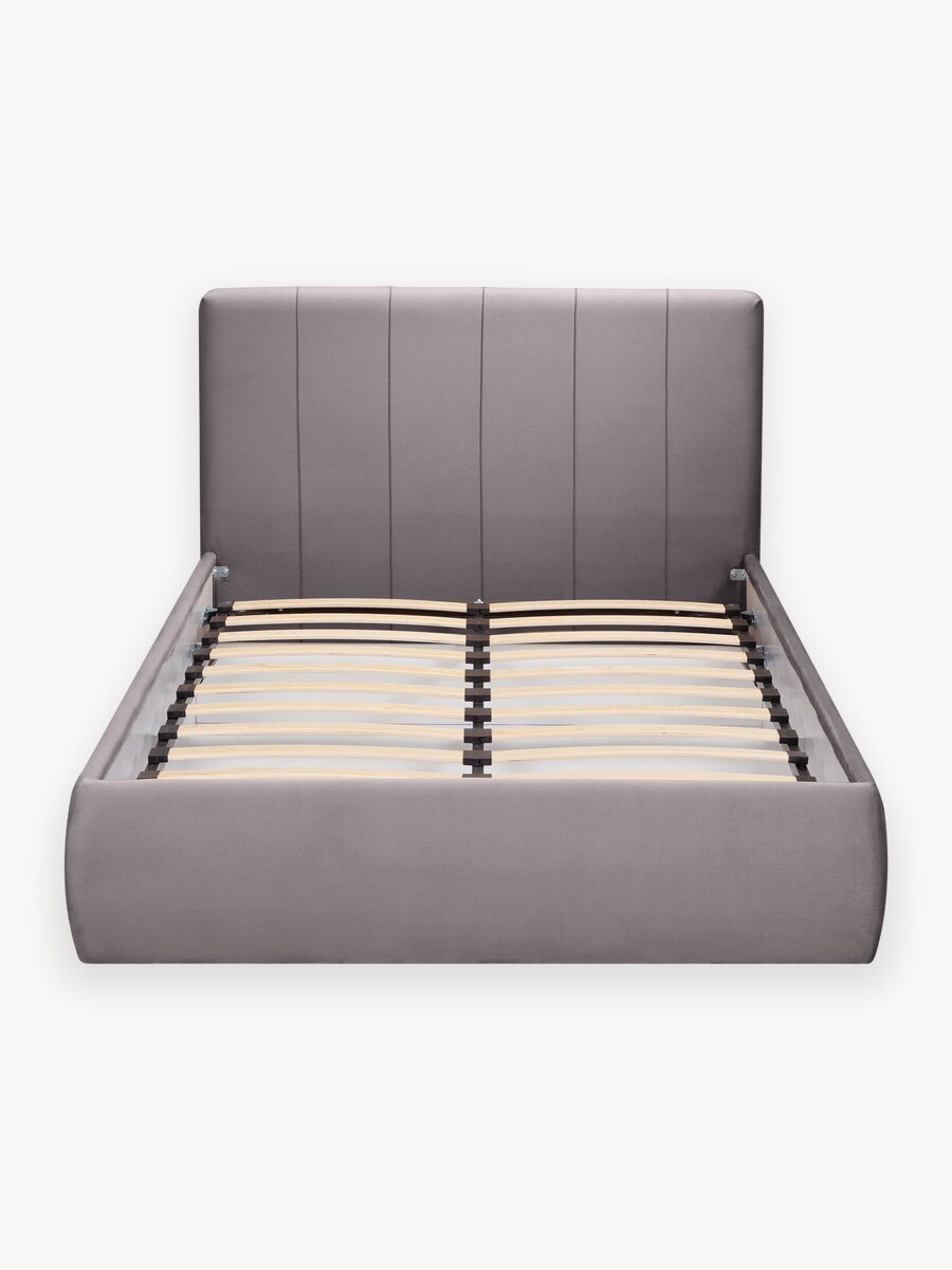 Полутороспальная кровать 120х200 с подъемным механизмом Монако, мягкое изголовье, вельвет темно-серый, Ами Мебель