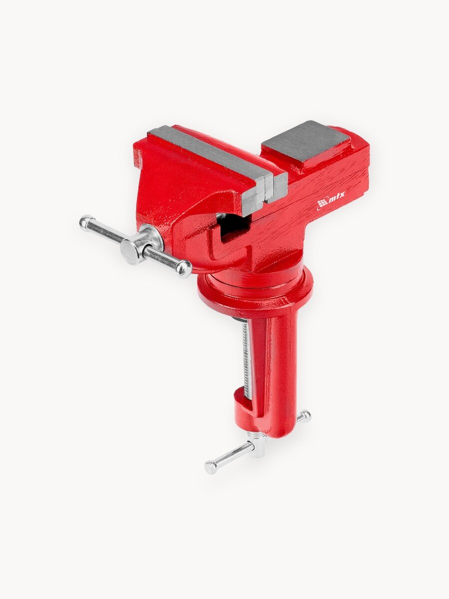 Тиски слесарные настольные MTX, 80 мм ширина губок и 70 мм рабочий ход, поворотные с наковальней, 18678