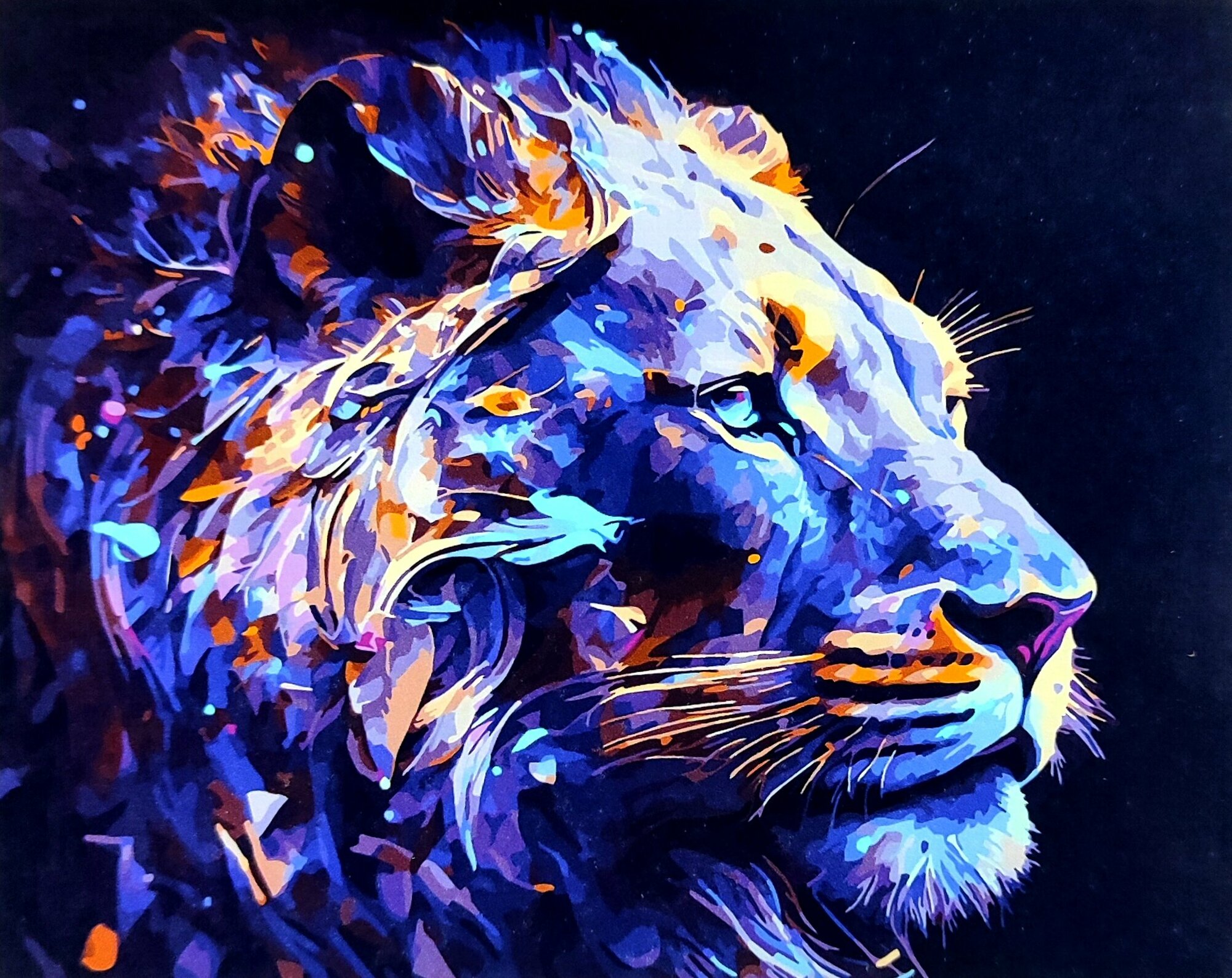 Картина по номерам 40х50 Paintboy неоновый Лев в стили поп-арт, царь зверей, король, абстракция, животные, хищник