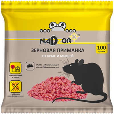 От грызунов приманка зерно 100гр. пакет Nadzor Nasa 367