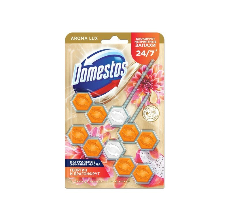 Набор из 3 штук Блок для очищения унитаза Domestos Power 5 Экзотический букет 2х50г